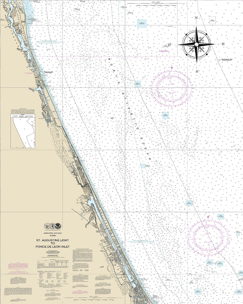 Nautical Chart-St. Augustine to Ponce Inlet Artwork – Funky Flamingo Gifts
